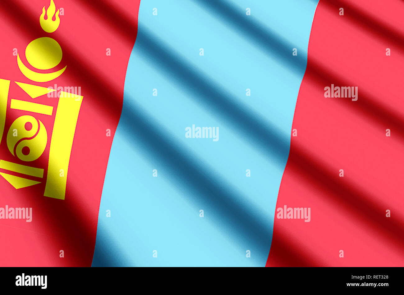 Mongolia waving and closeup flag illustration. Perfect for background ...