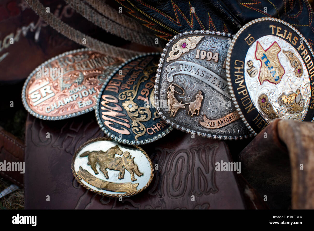 Belt buckles from various competitions Stock Photo - Alamy