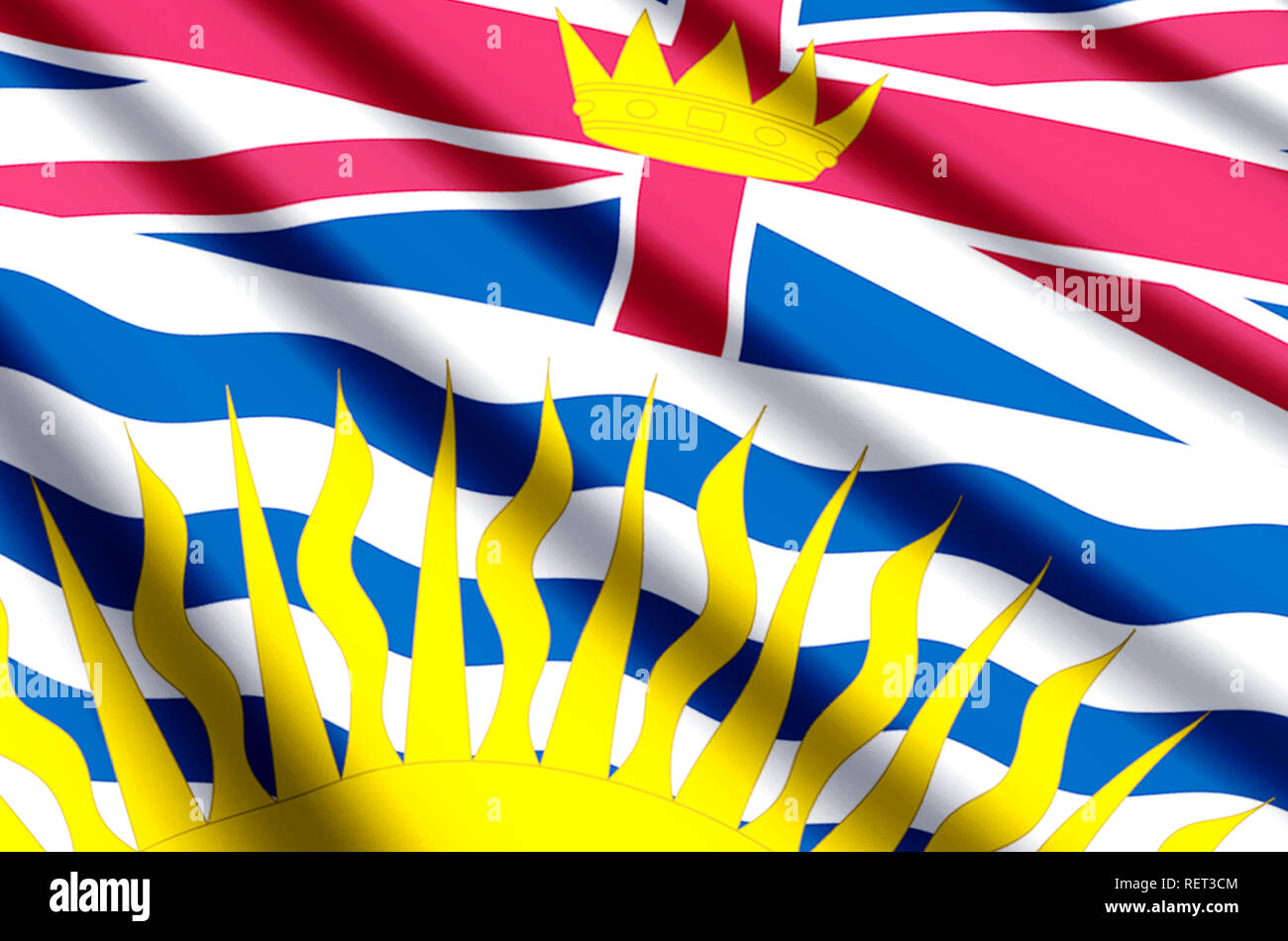 British Columbia waving and closeup flag illustration. Perfect for ...