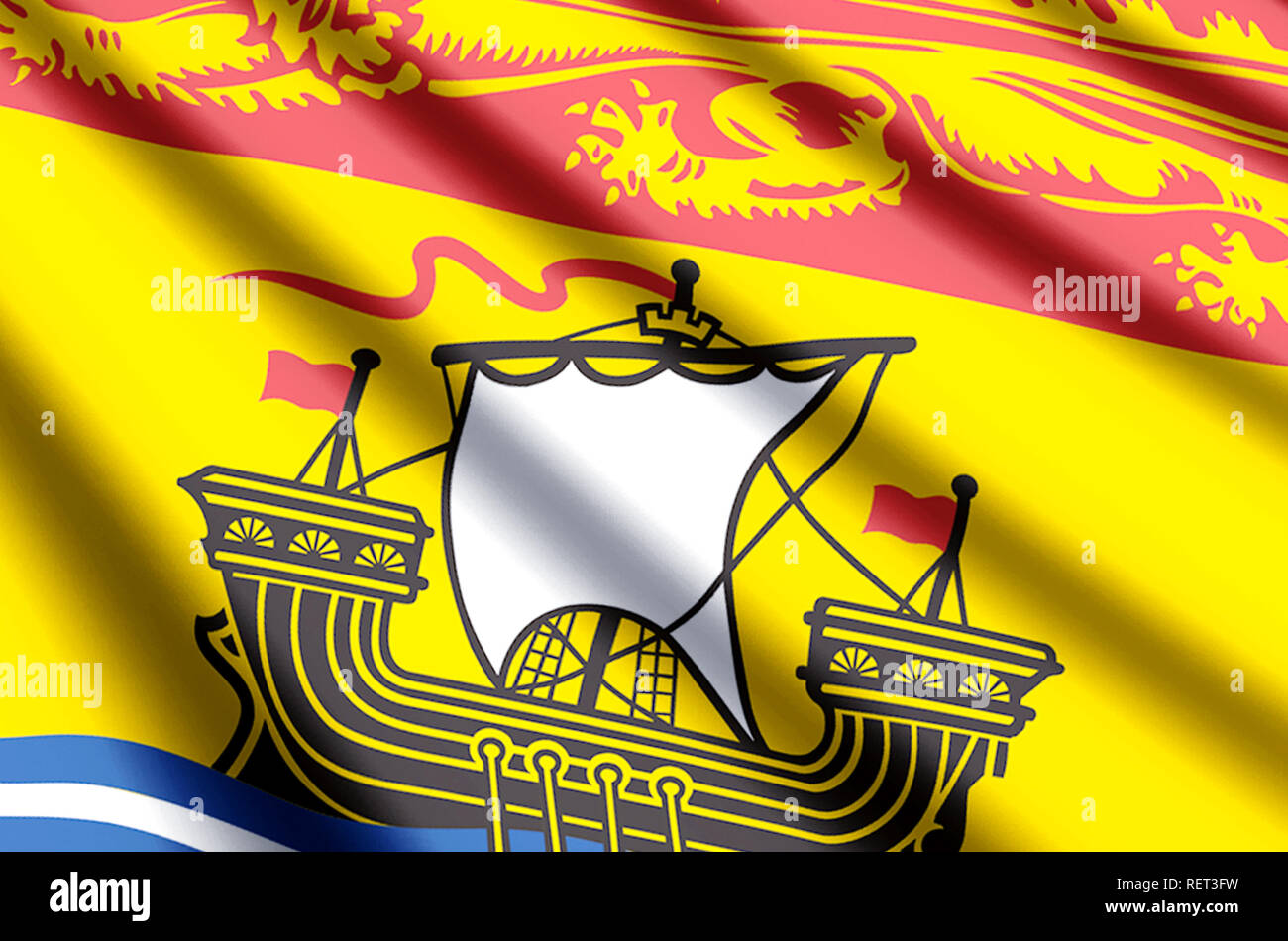 New Brunswick waving and closeup flag illustration. Perfect for ...