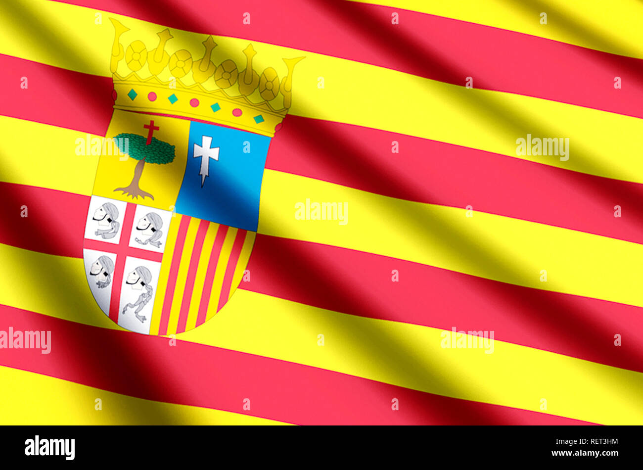 Aragon waving and closeup flag illustration. Perfect for background or ...