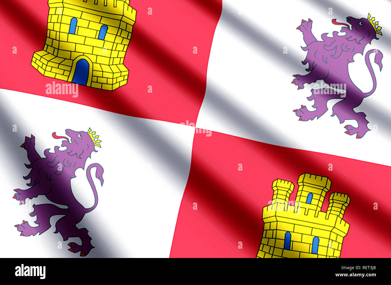 Castilla Y Leon waving and closeup flag illustration. Perfect for ...