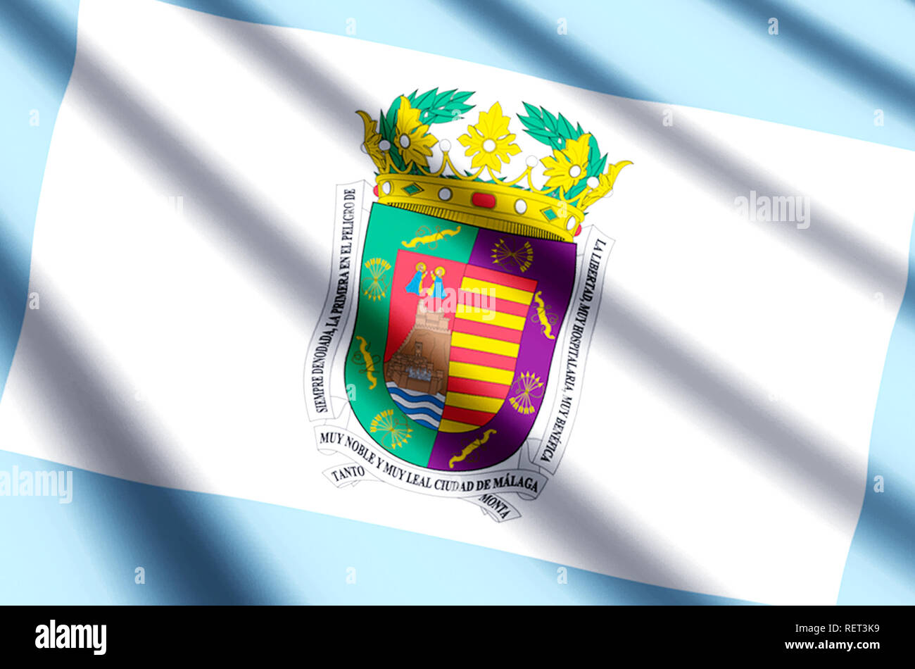 Malaga waving and closeup flag illustration. Perfect for background or ...