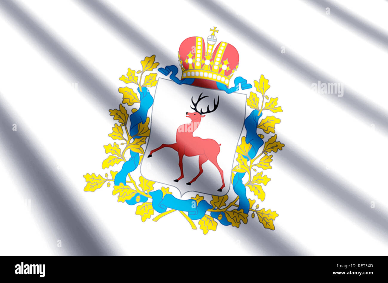 Nizhny Novgorod Region waving and closeup flag illustration. Perfect ...