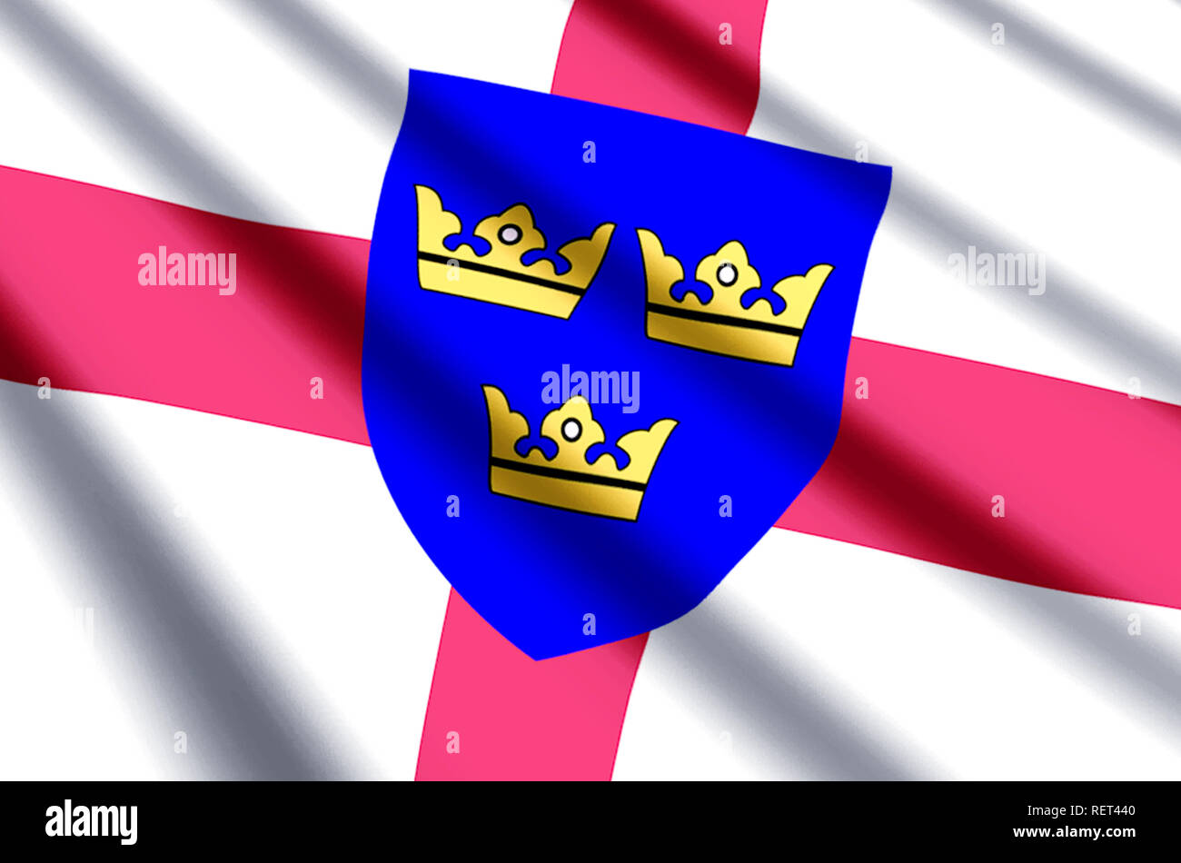 East Anglia waving and closeup flag illustration. Perfect for ...