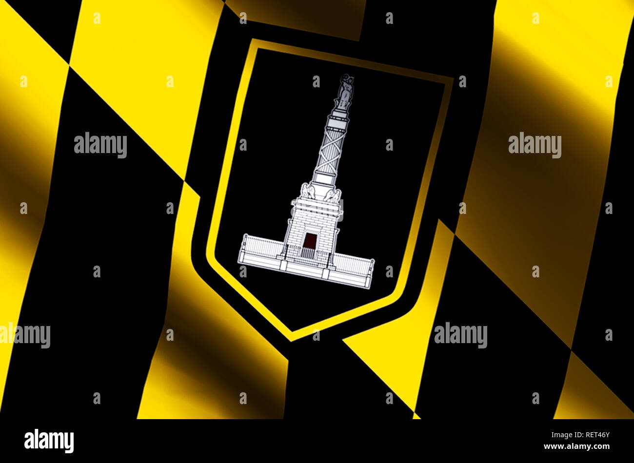 Baltimore City stylish waving and closeup flag illustration. Perfect ...