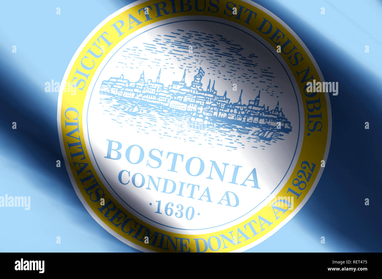 Boston stylish waving and closeup flag illustration. Perfect for ...