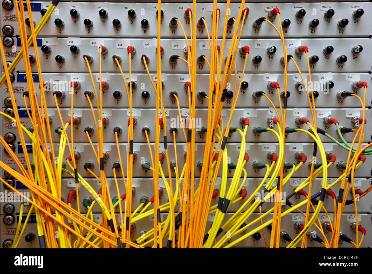 Data, telephone and fax circuit, mainframe computer, computer center of ...