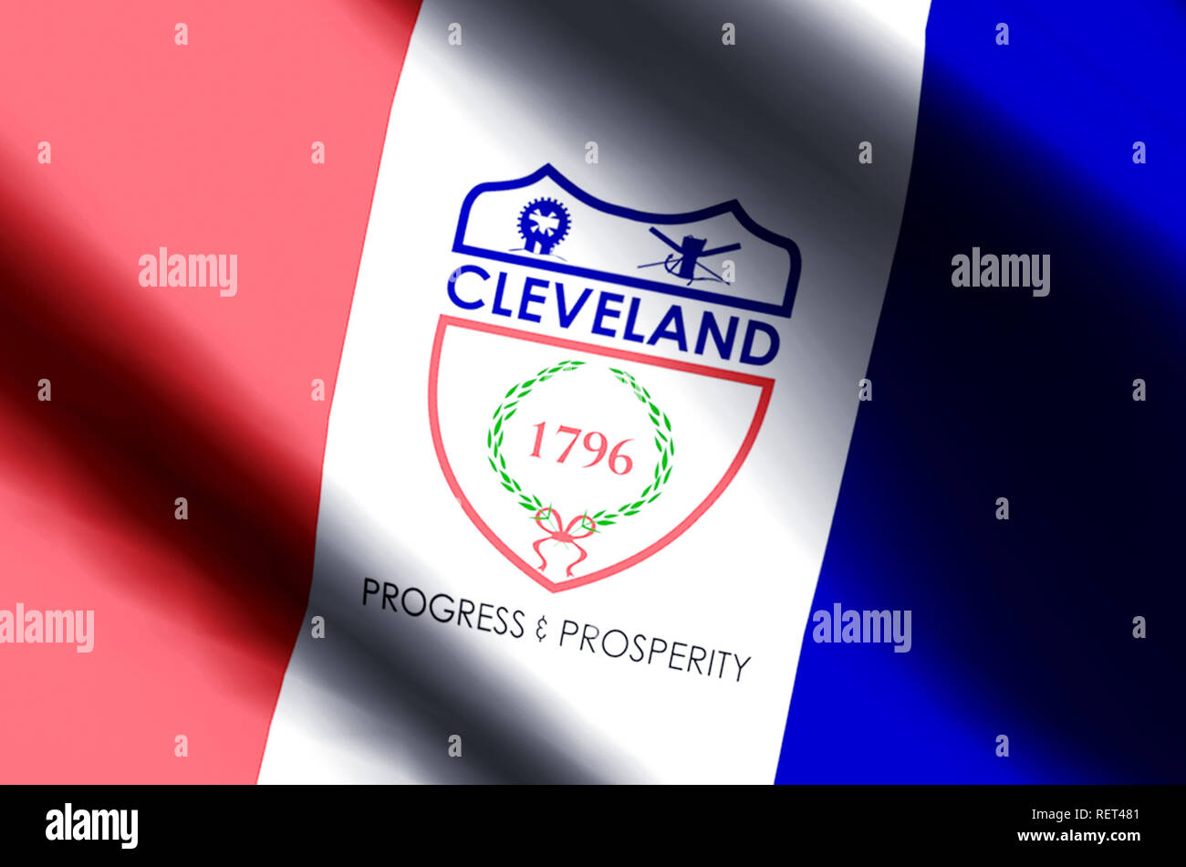 Cleveland stylish waving and closeup flag illustration. Perfect for ...