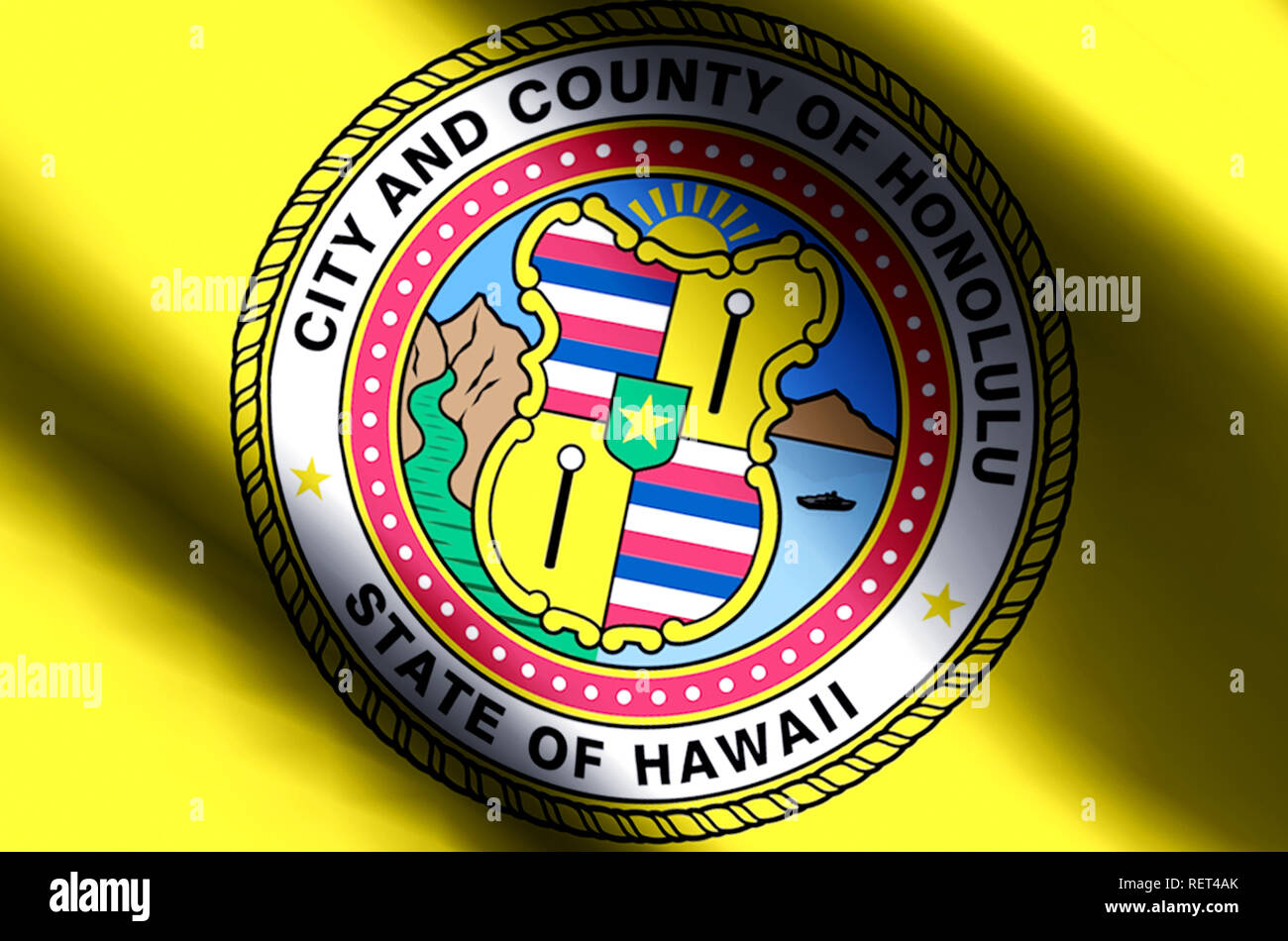 Honolulu Hawaii stylish waving and closeup flag illustration. Perfect ...