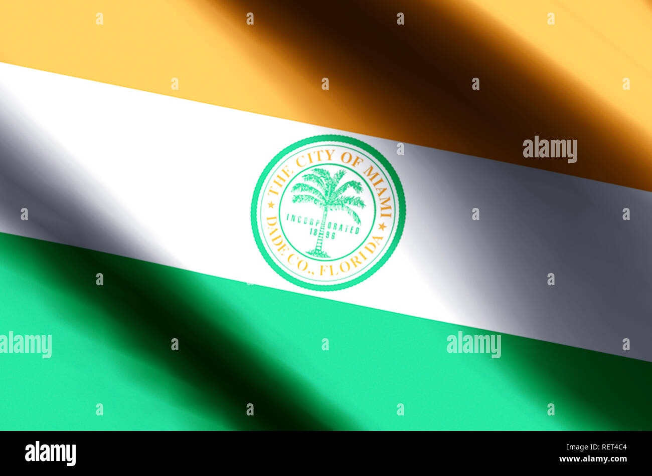Miami Florida stylish waving and closeup flag illustration. Perfect for ...