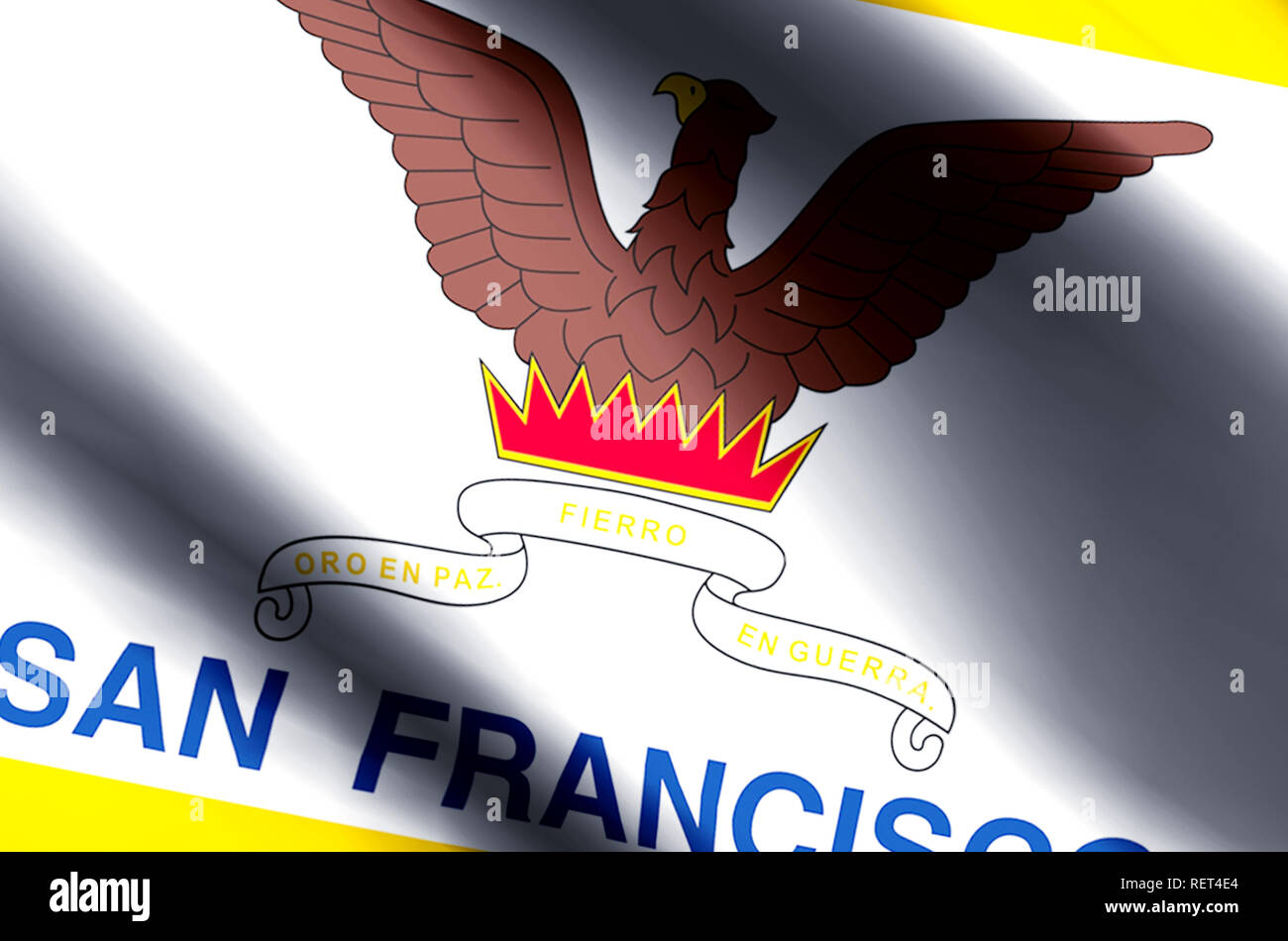 San Francisco stylish waving and closeup flag illustration. Perfect for ...