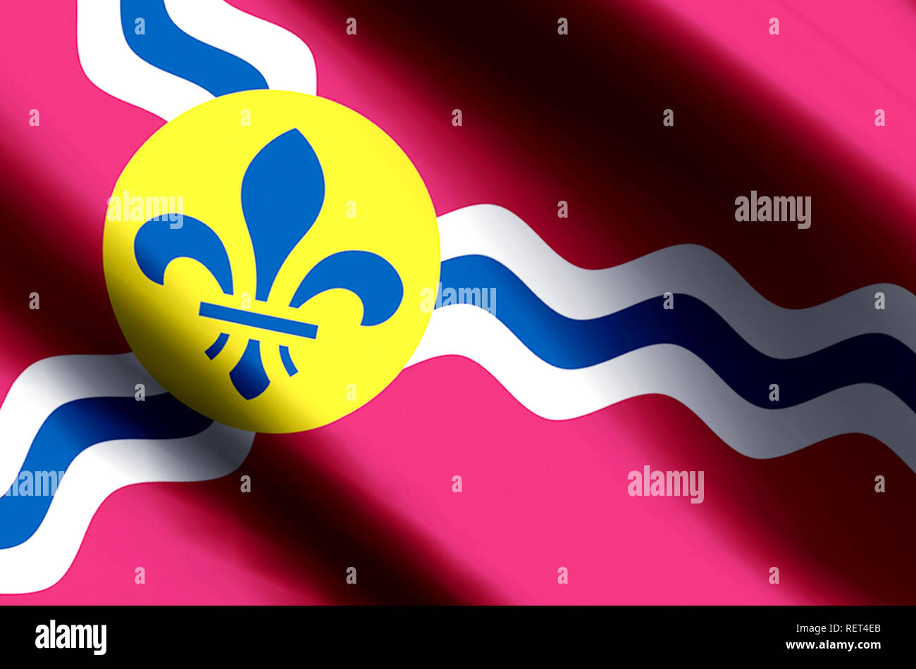 St. Louis Missouri stylish waving and closeup flag illustration ...