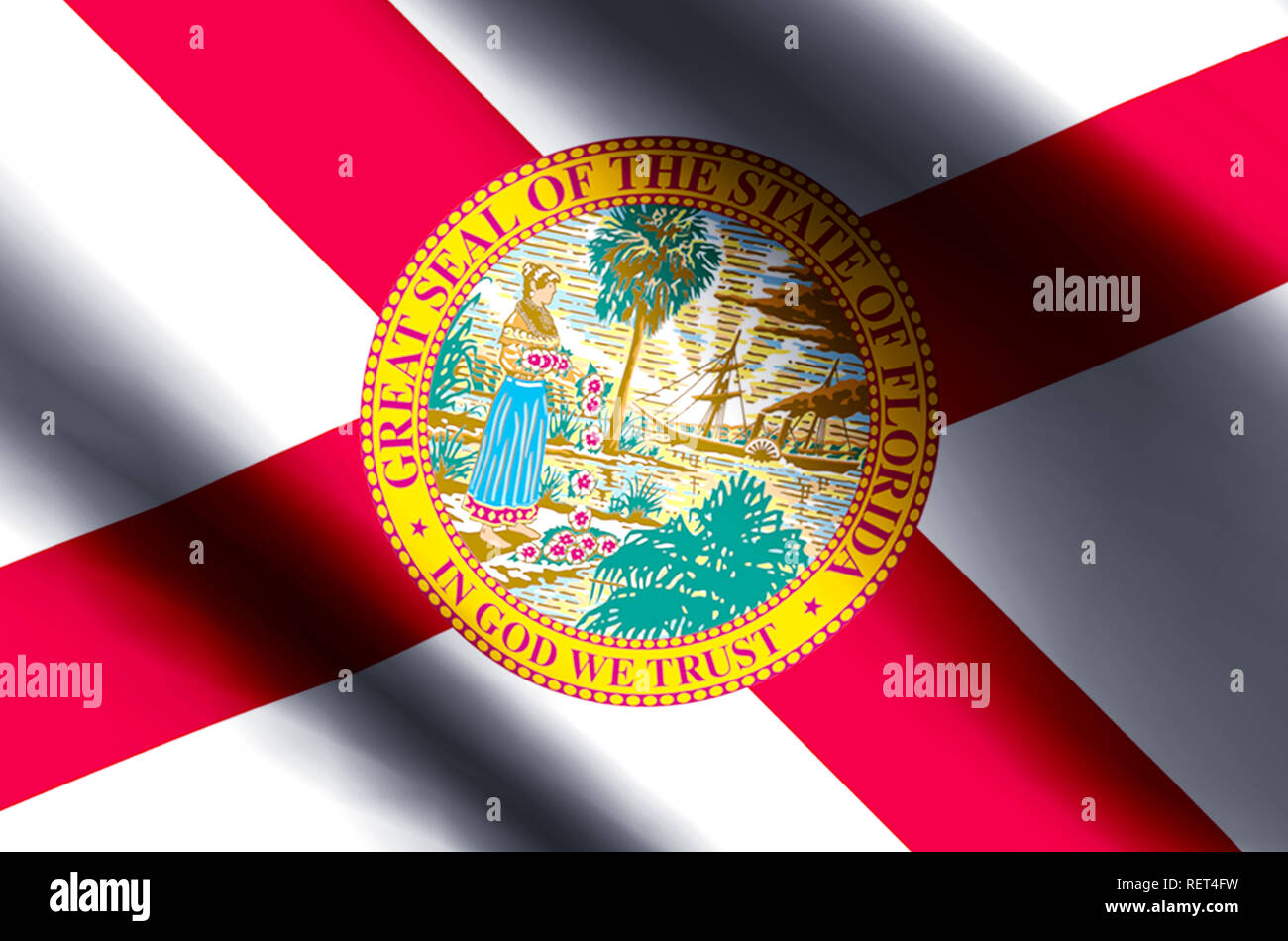 Florida stylish waving and closeup flag illustration. Perfect for ...