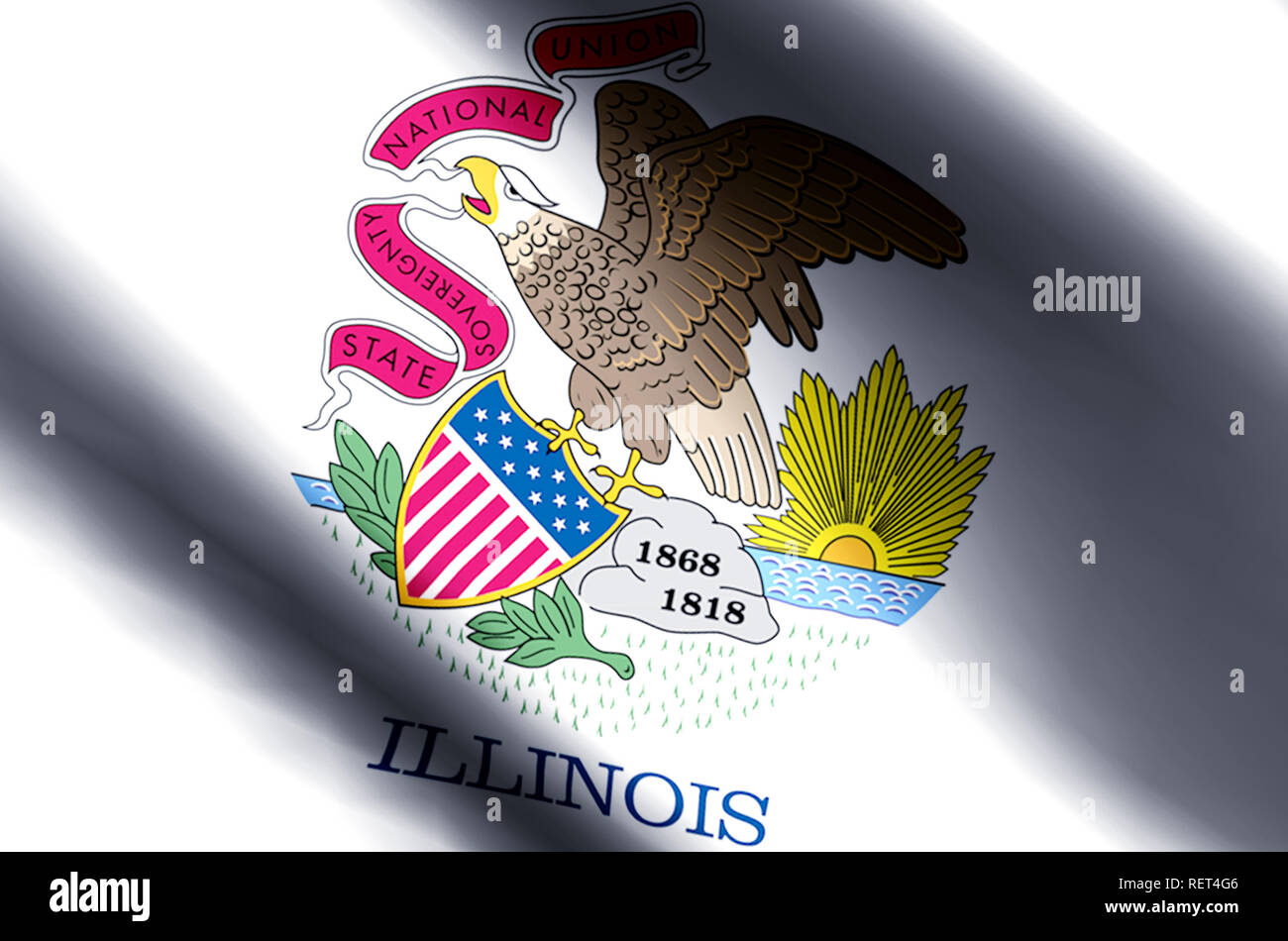 Illinois stylish waving and closeup flag illustration. Perfect for ...