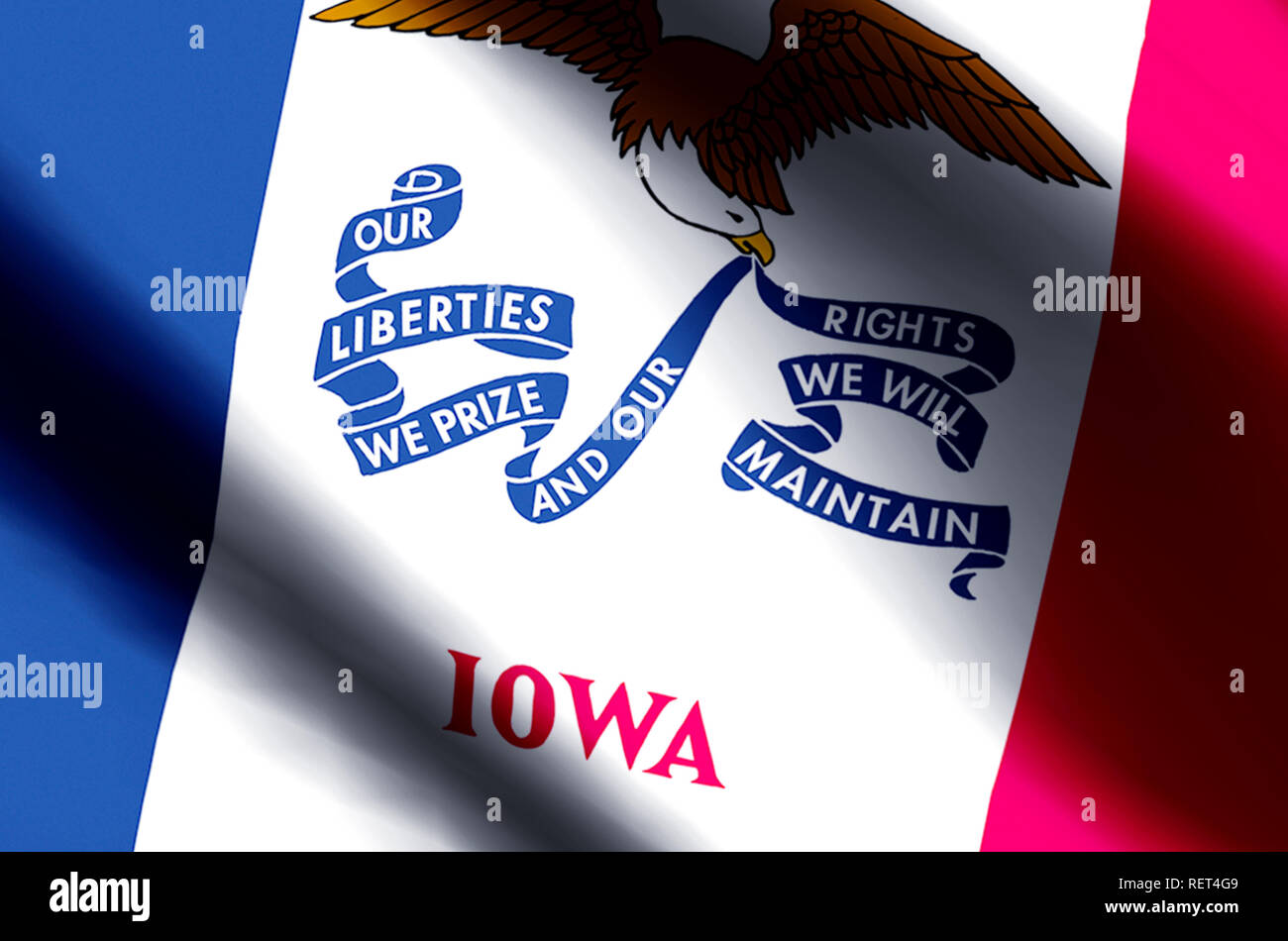 Iowa stylish waving and closeup flag illustration. Perfect for ...