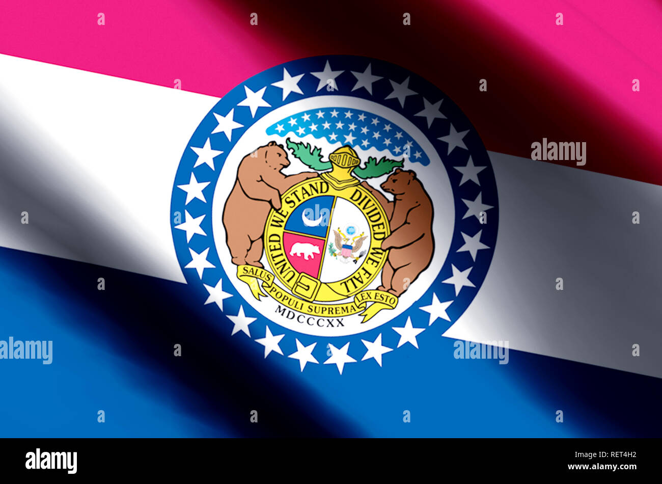 Missouri stylish waving and closeup flag illustration. Perfect for ...