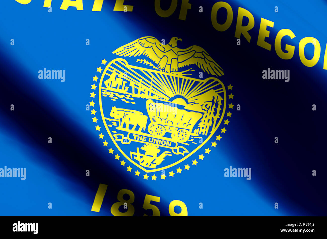 Oregon stylish waving and closeup flag illustration. Perfect for ...