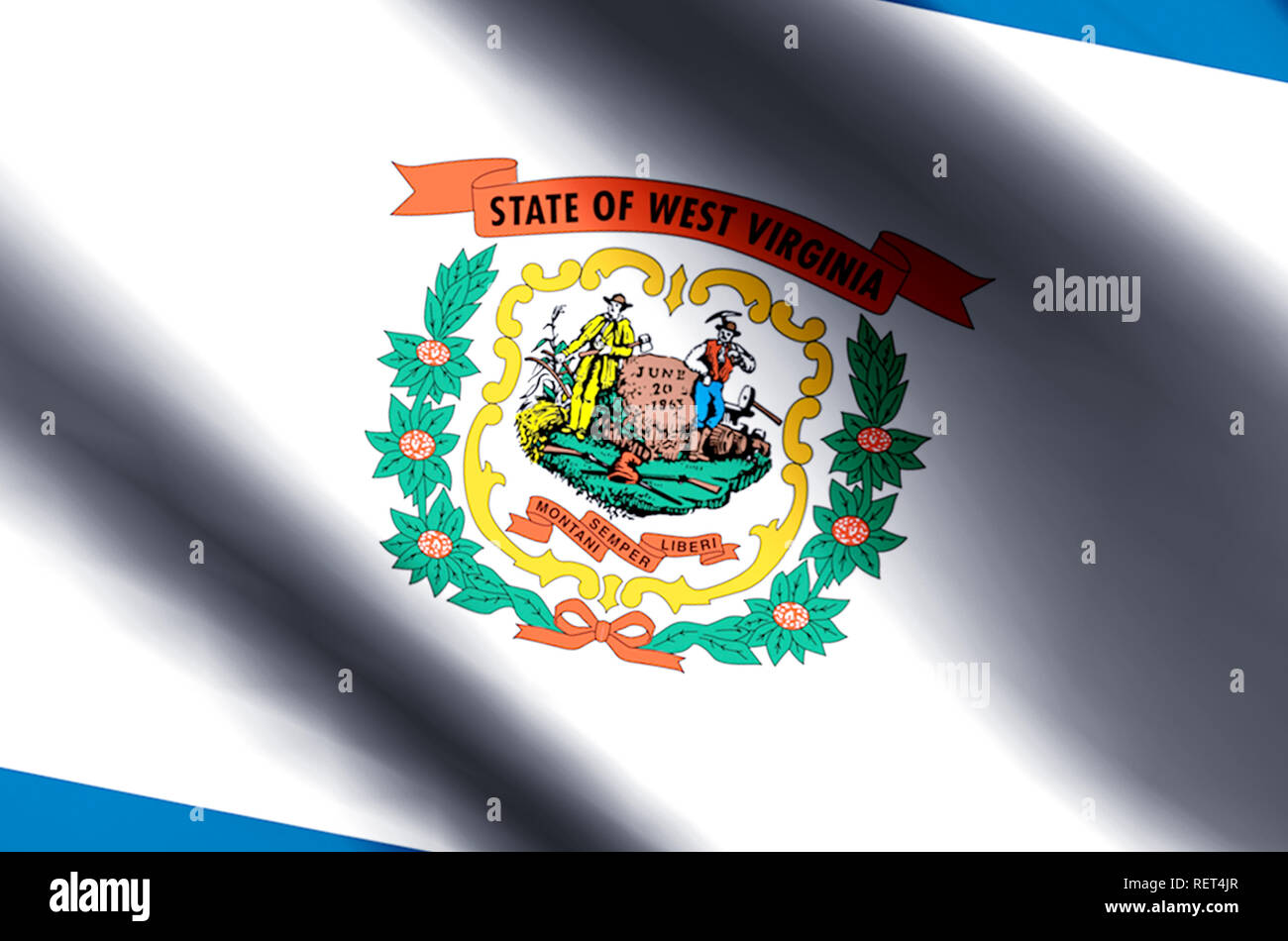 West Virginia stylish waving and closeup flag illustration. Perfect for ...