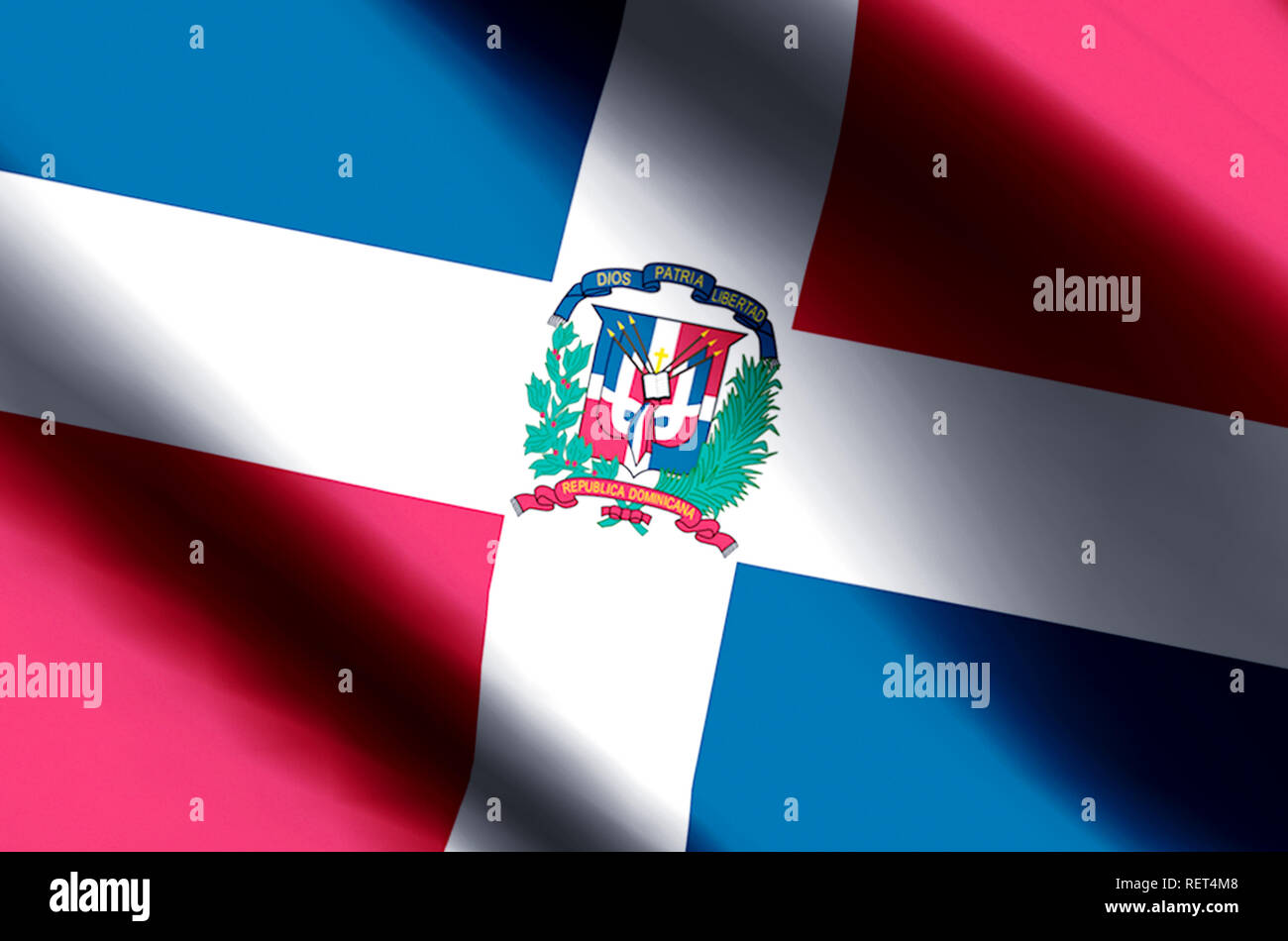 Dominican republic stylish waving and closeup flag illustration ...