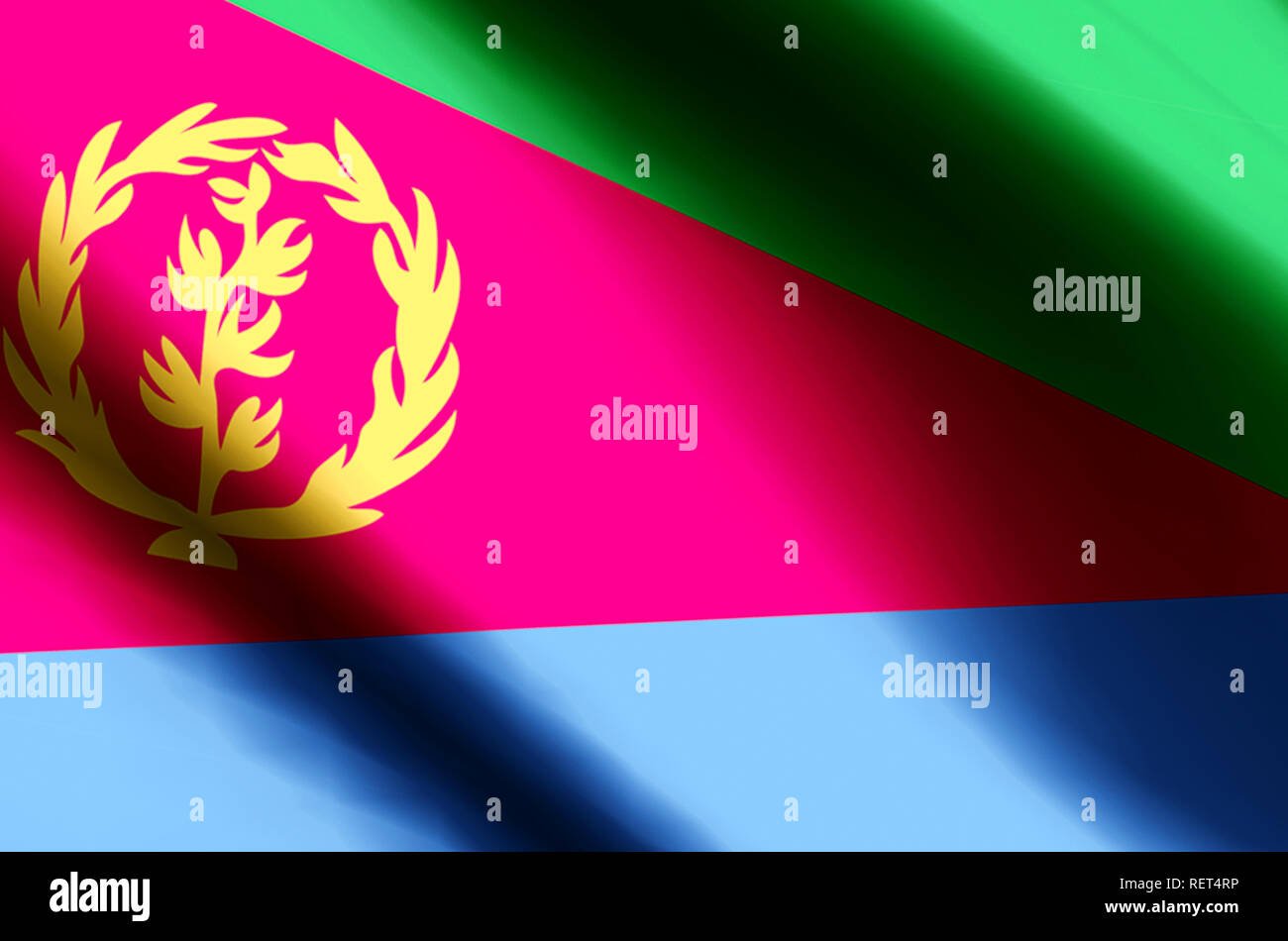 Eritrea Stylish Waving And Closeup Flag Illustration Perfect For Background Or Texture Purposes