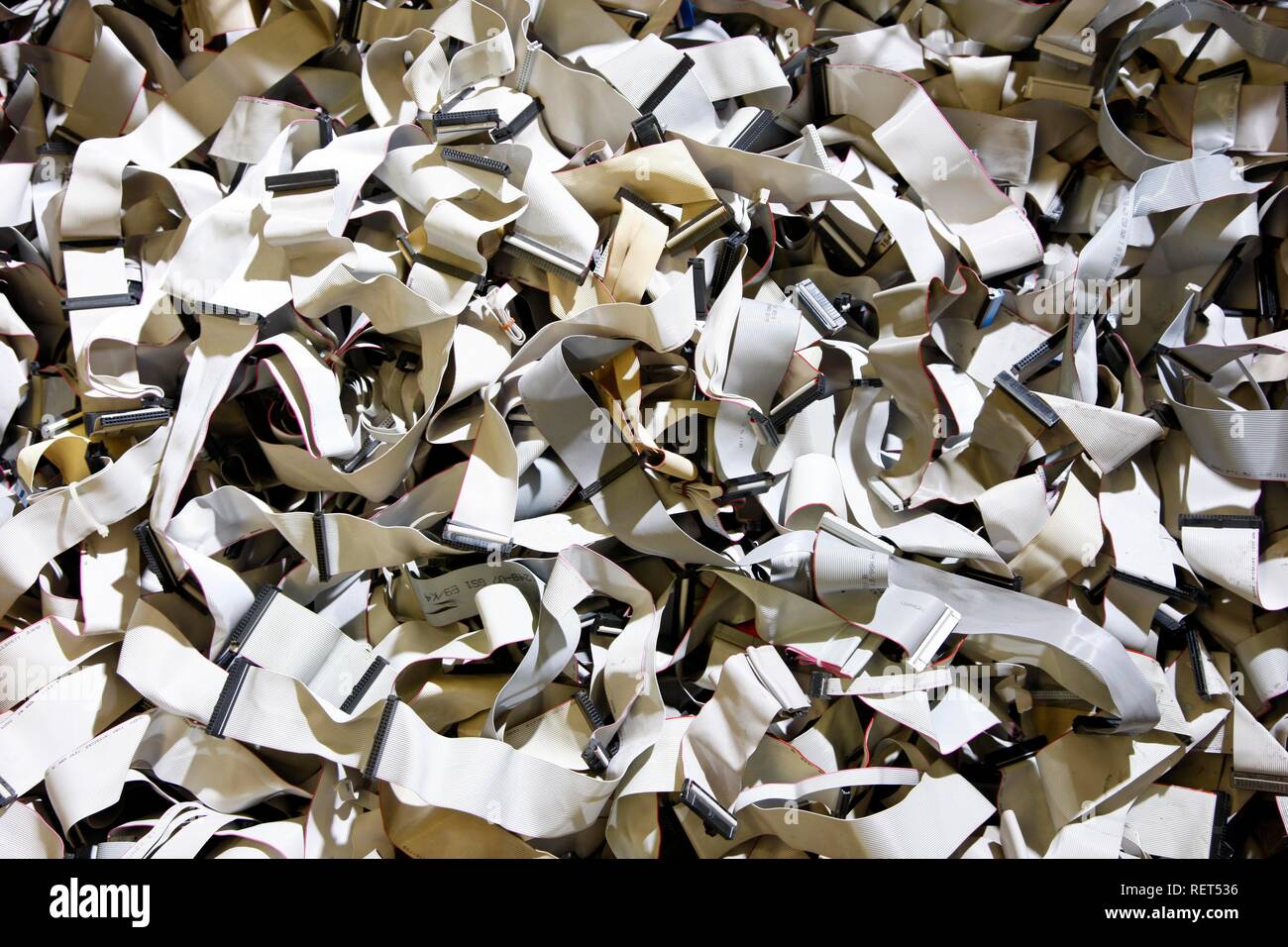 Electronic scrap, sorted used computer parts, at a recycling yard ...
