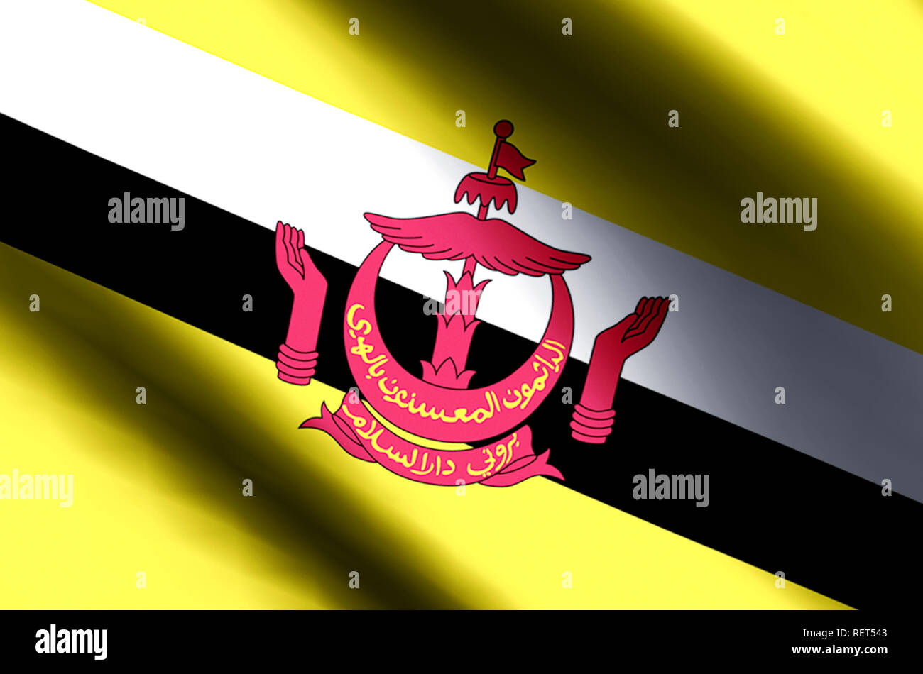 Brunei stylish waving and closeup flag illustration. Perfect for ...