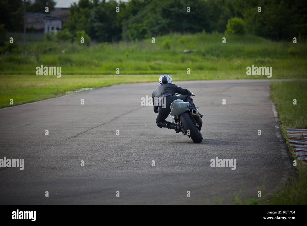 Motorcyclist enters a turn. Motorcycle sport. FIM Road Racing Stock ...
