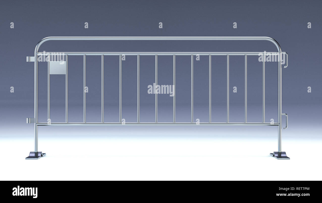 crowd barrier, fan divider, temporary metal security barrier mockup, 3d ...