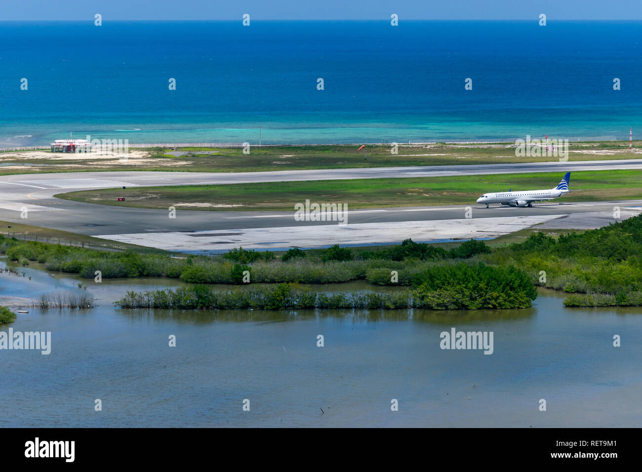 Montego Bay, Jamaica - March 27 2015: COPA Airlines aircraft on runway ...