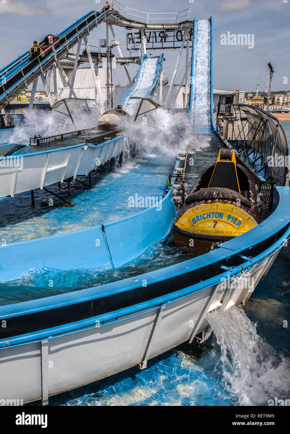 wild river log flume on Brighton palace pier Stock Photo - Alamy