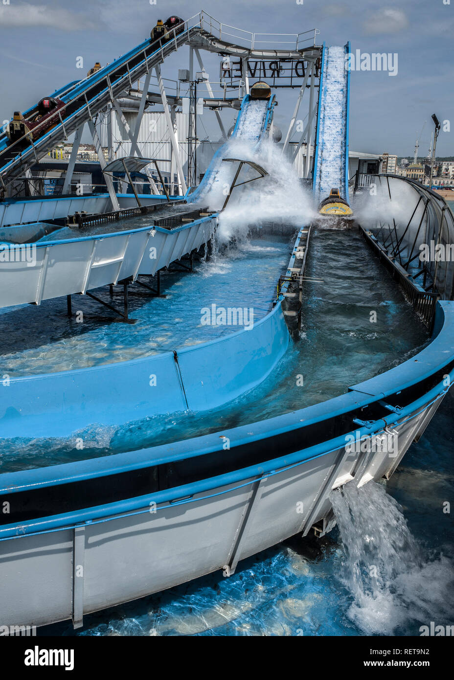 wild river log flume on Brighton palace pier Stock Photo - Alamy