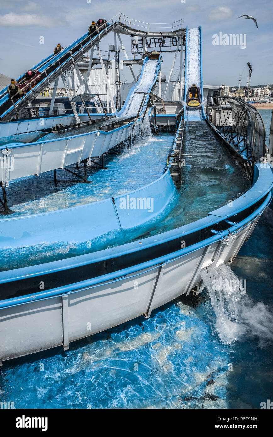 wild river log flume on Brighton palace pier Stock Photo - Alamy