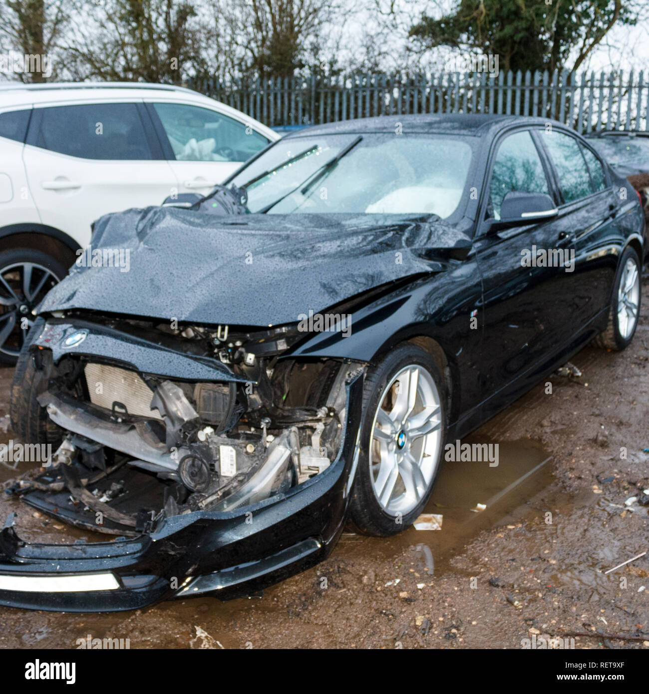 Car crash / vehicle damage; BMW head/side on crash damage Stock Photo ...
