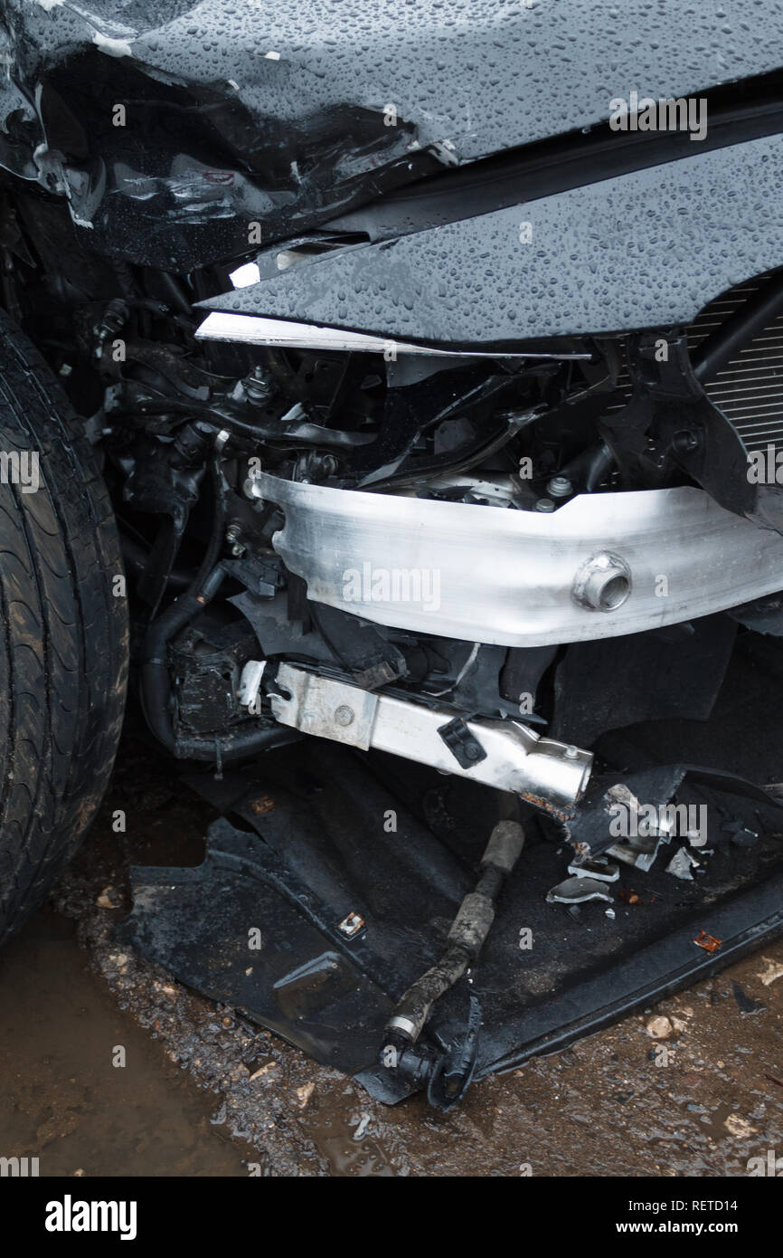 Car crash / vehicle damage; Head on crash, front bumper damage Stock ...