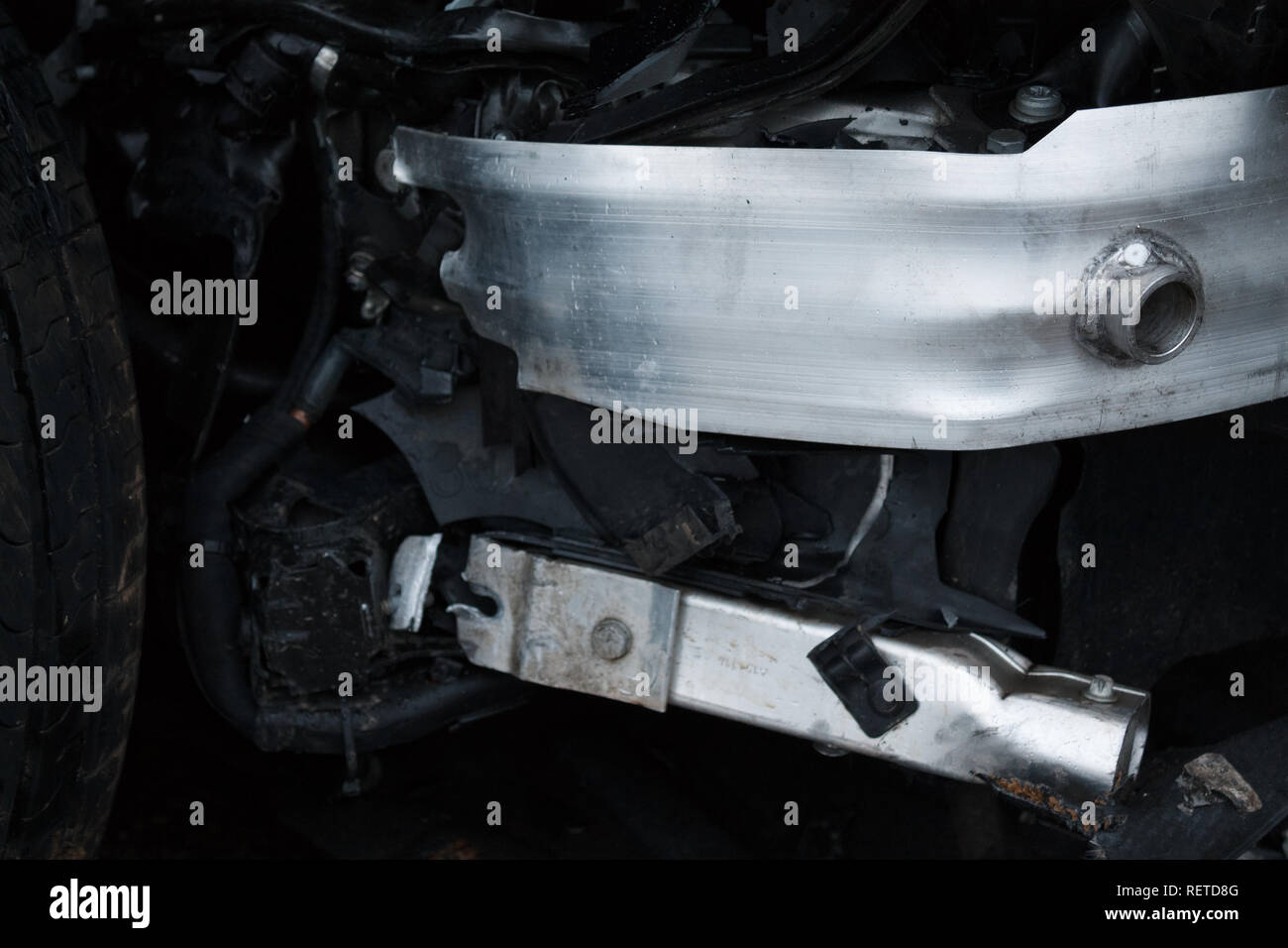 Car crash / vehicle damage; Head on crash, front bumper damage Stock ...