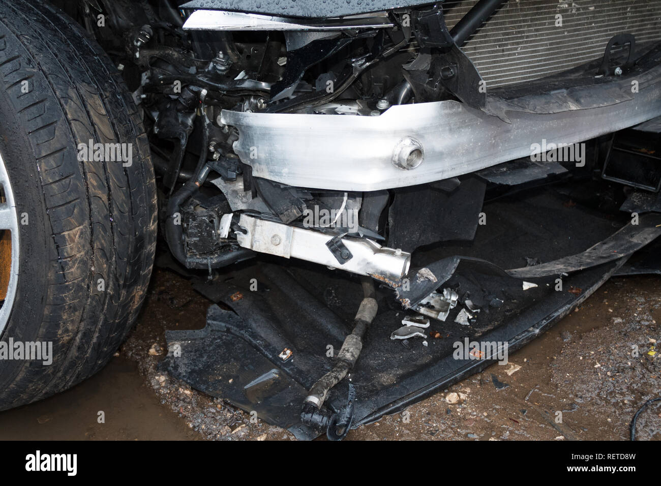 Car crash / vehicle damage; Head on crash, front bumper damage Stock ...
