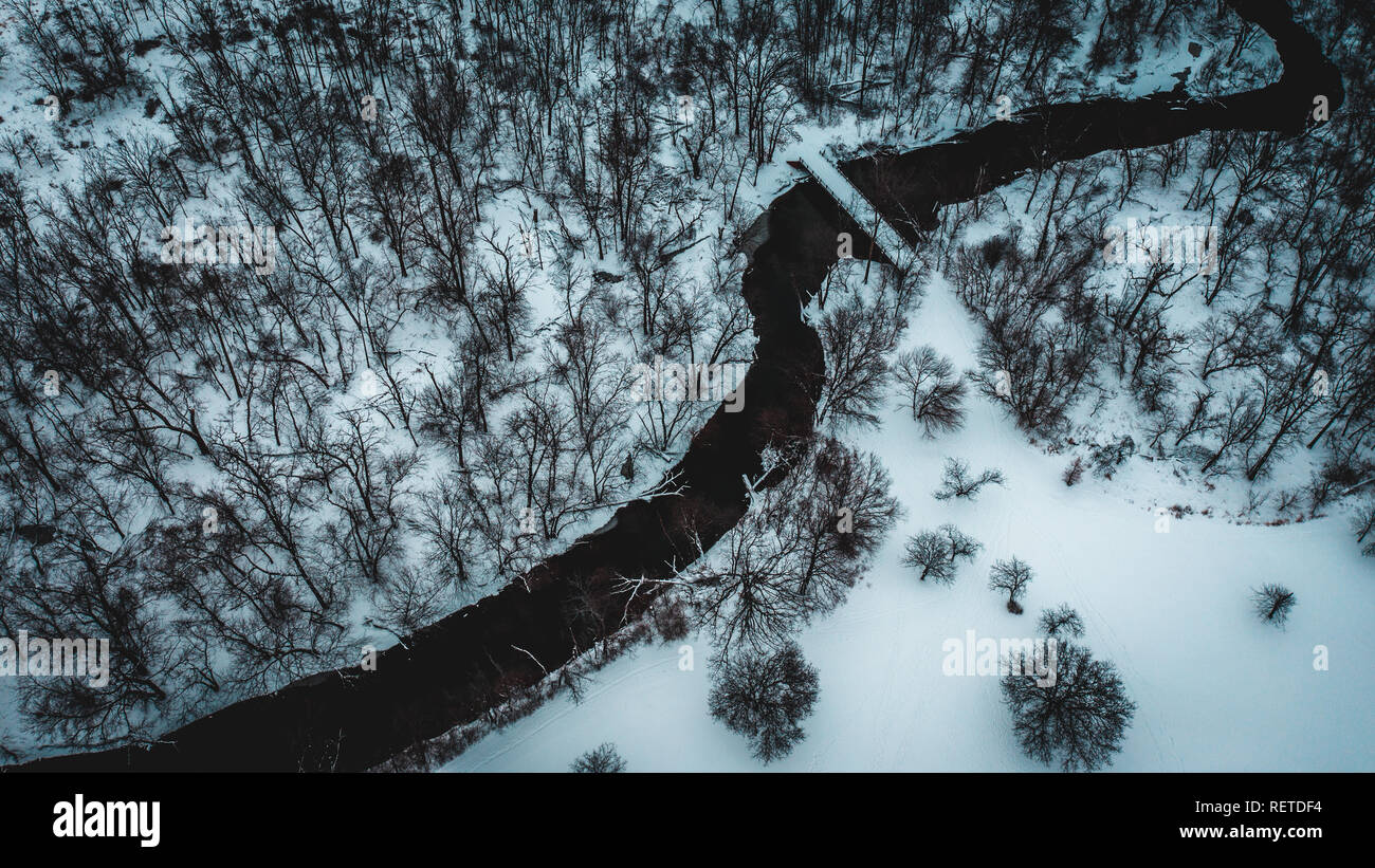 Aerial shot frozen river covered hi-res stock photography and images ...