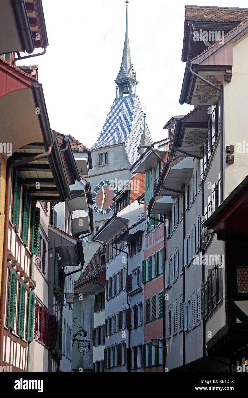 Switzerland Zug Canton Zug Swiss Zuger See Lake Zug in the Altstadt ...