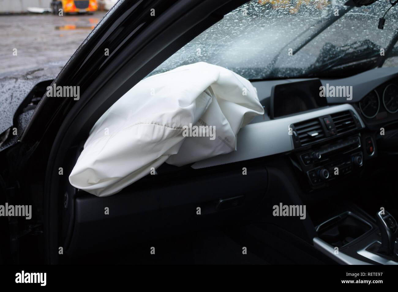 Car crash / vehicle damage; Deployed Airbag Stock Photo - Alamy