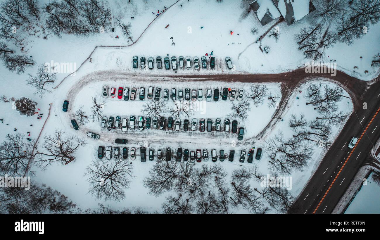 Aerial view winter storm vehicles hi-res stock photography and images ...