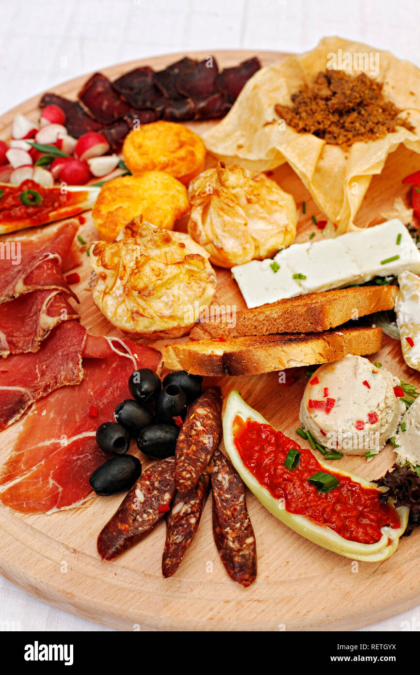 Serbian cheese and meat appetizer plate includes homemade white cheese ...