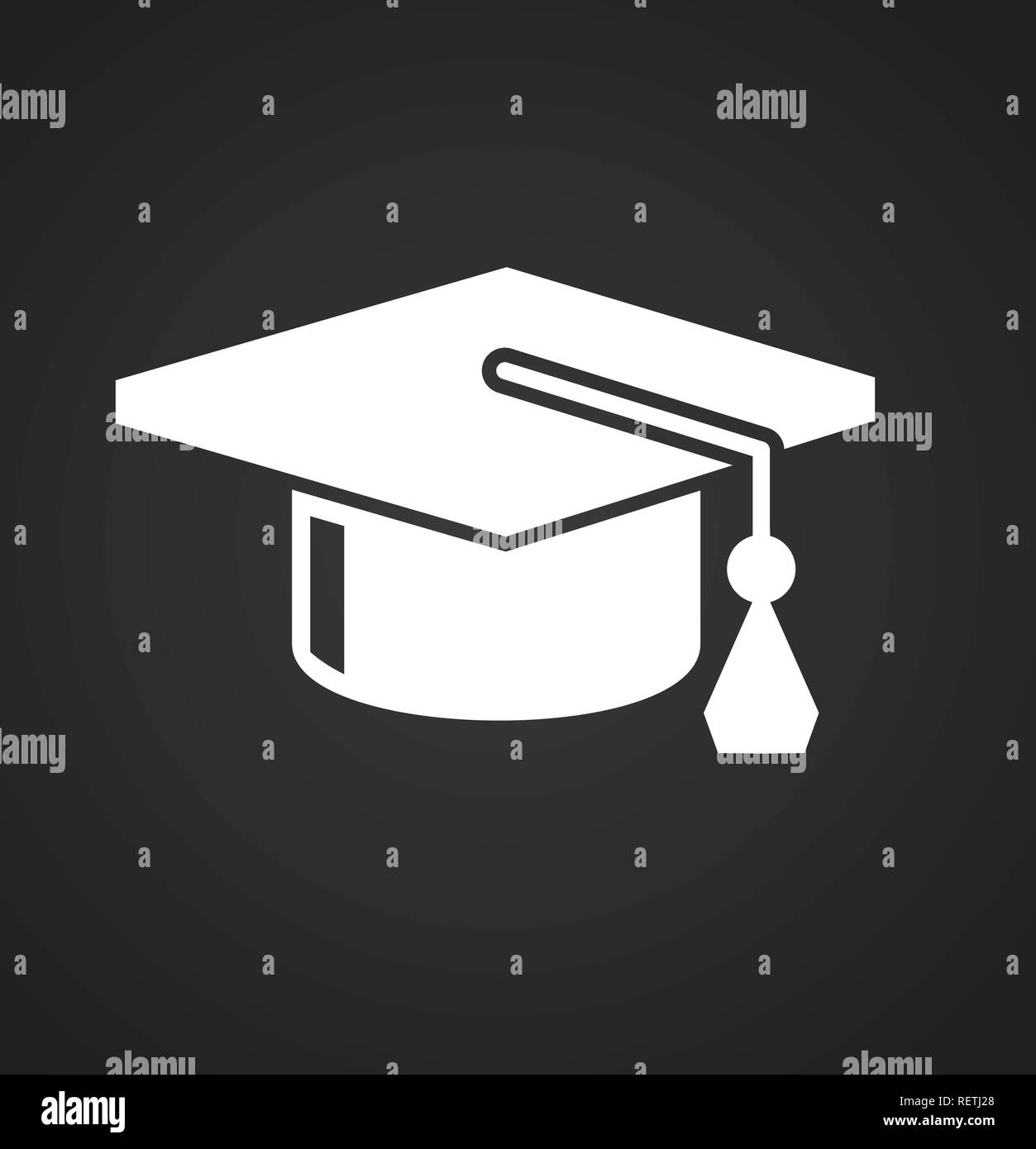 Graduation cap icon on black background for graphic and web design ...