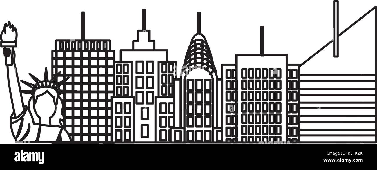 statue of liberty city skyscraper Stock Vector Image & Art - Alamy