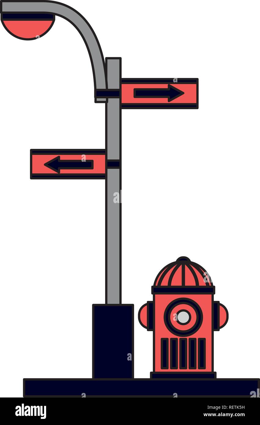 fire water hydrant light pole arrow traffic Stock Vector Image & Art ...