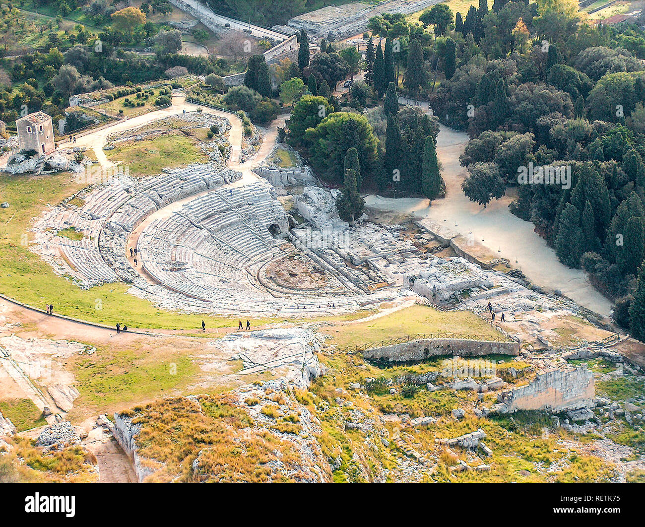 Greek Theatre of Syracuse Sicily. Aerial view Stock Photo - Alamy
