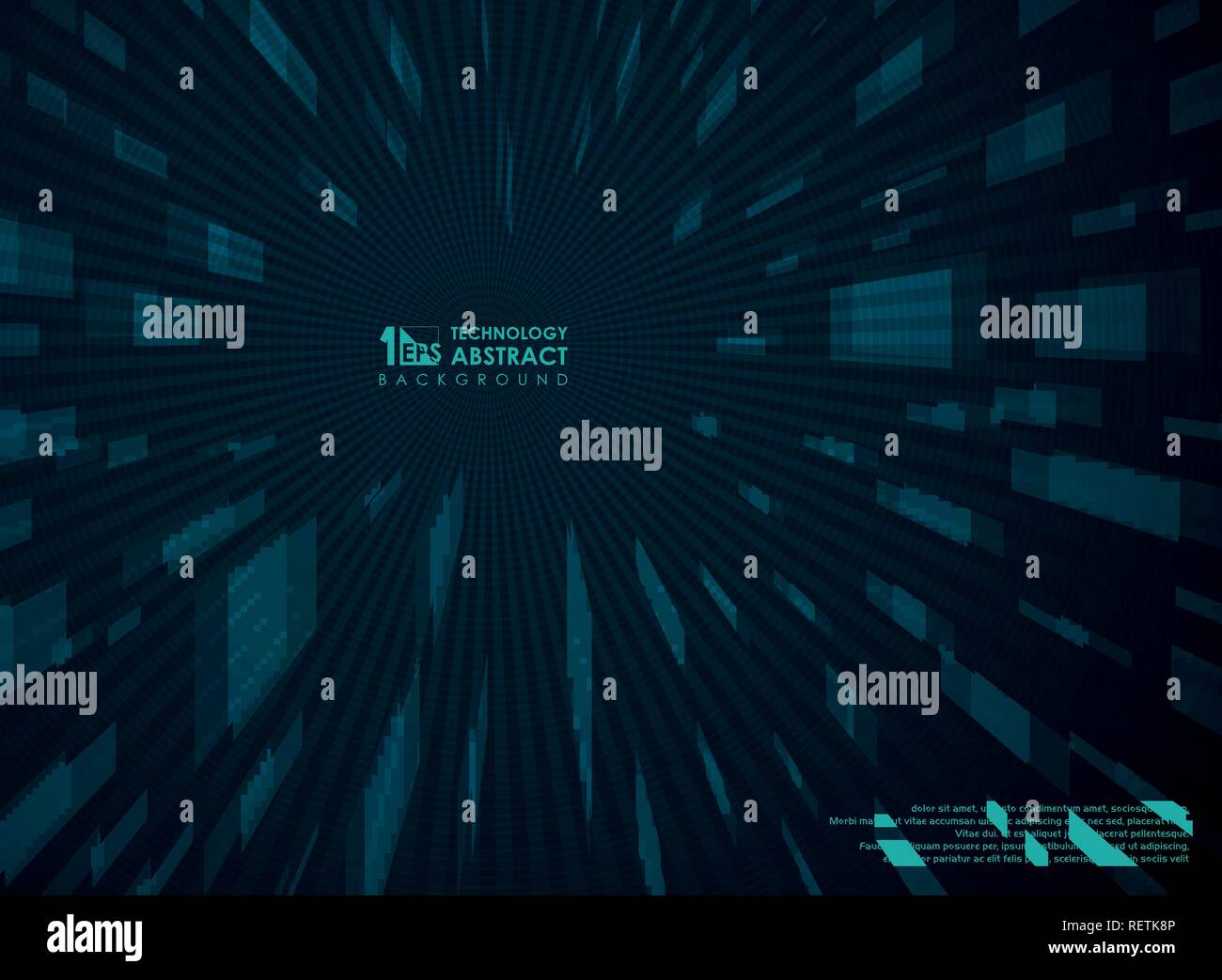 Abstract futuristic technology perspective blue background geometric ...