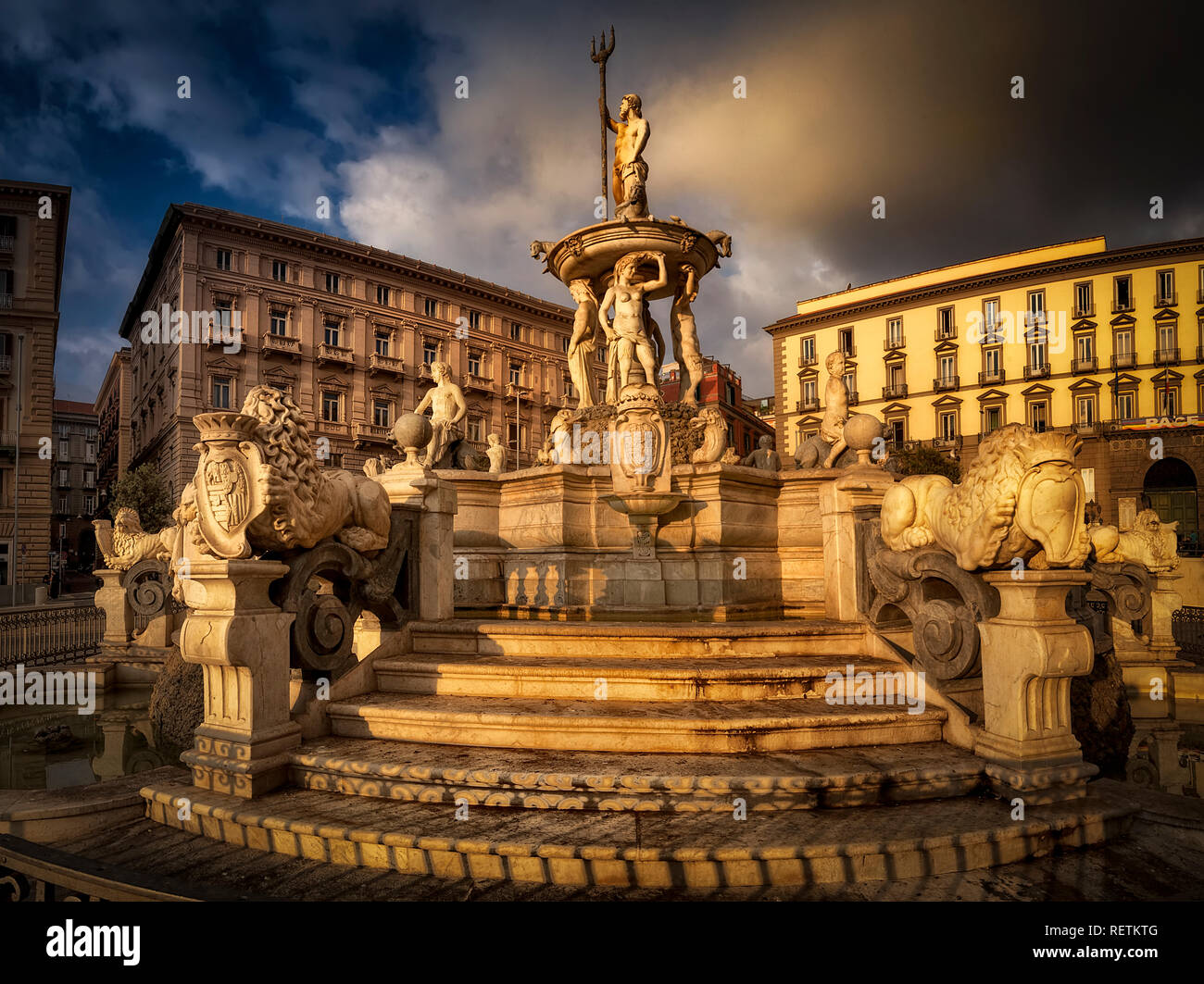 Fountain of Neptune in Naples Stock Photo - Alamy