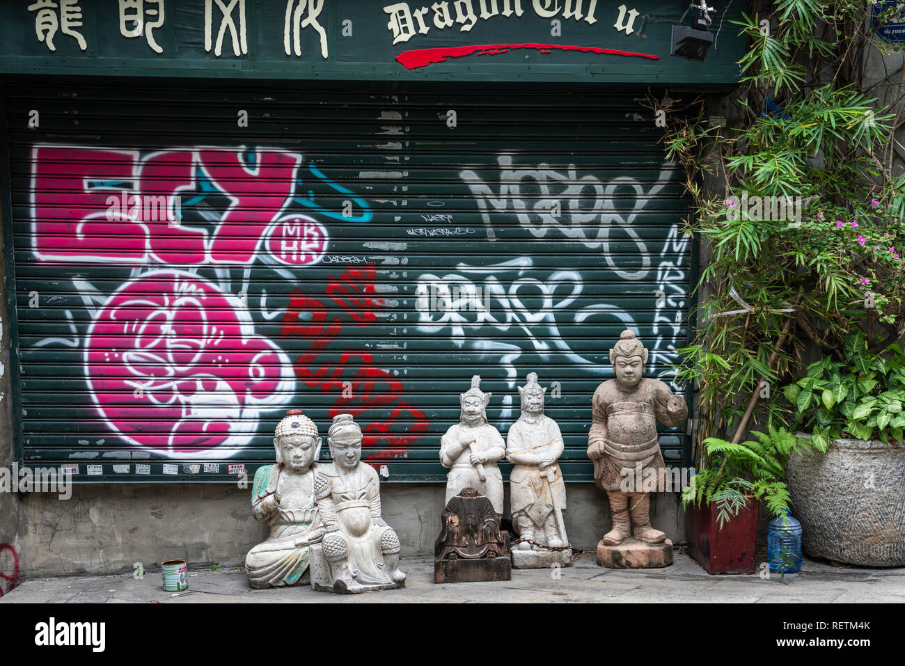 Street art graffiti in the Central district of Hong, China, Asia Stock ...