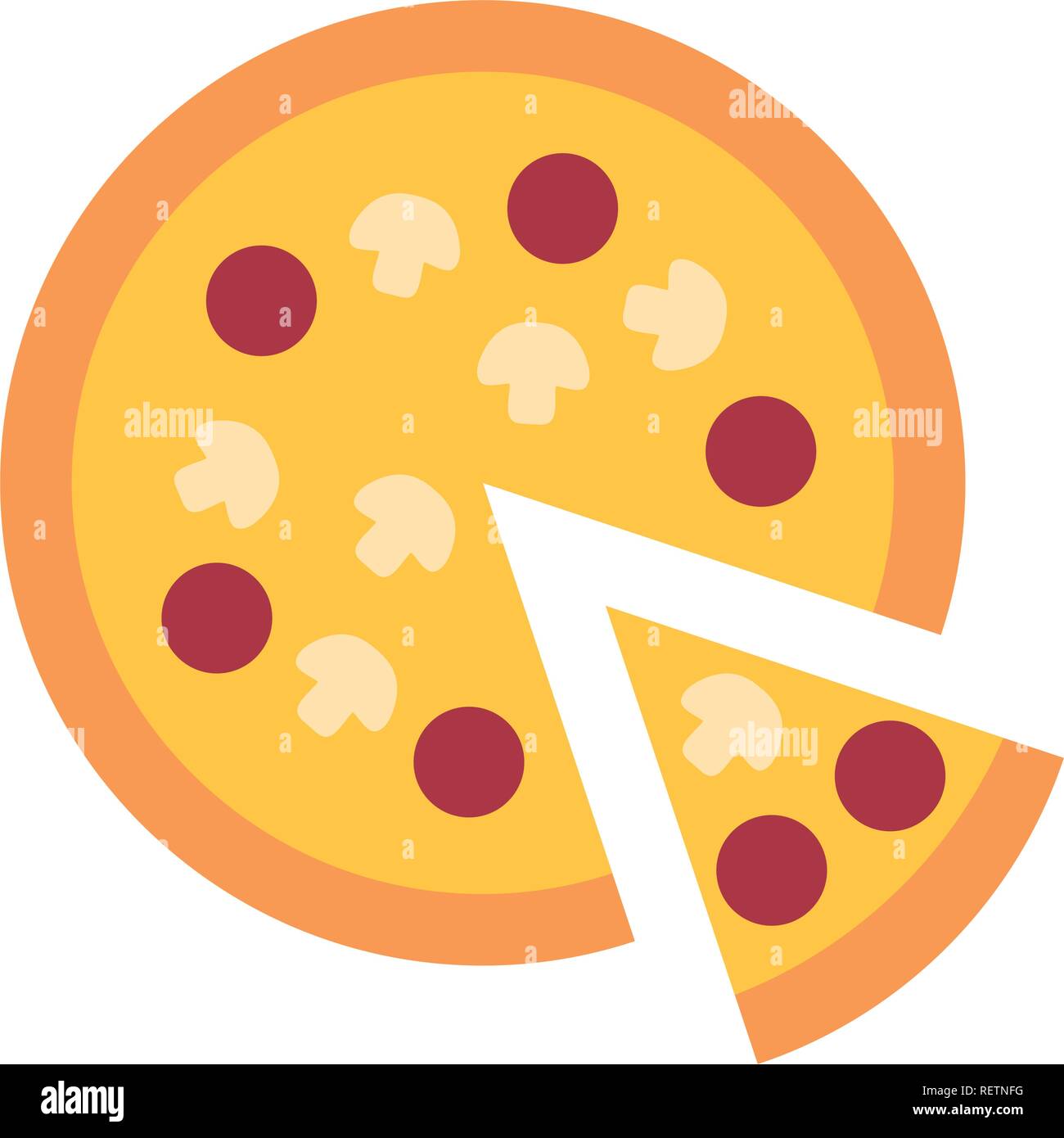 Pizza icon over white background, colorful design. vector illustration ...
